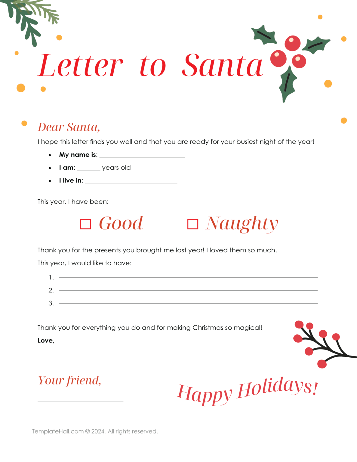 10+ Letter to Santa Templates [Free PDF Download]