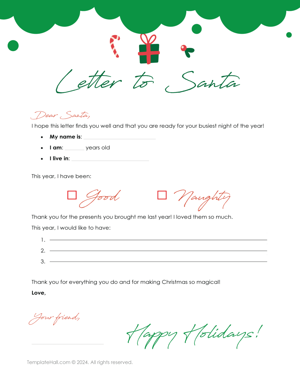 10+ Letter to Santa Templates [Free PDF Download]