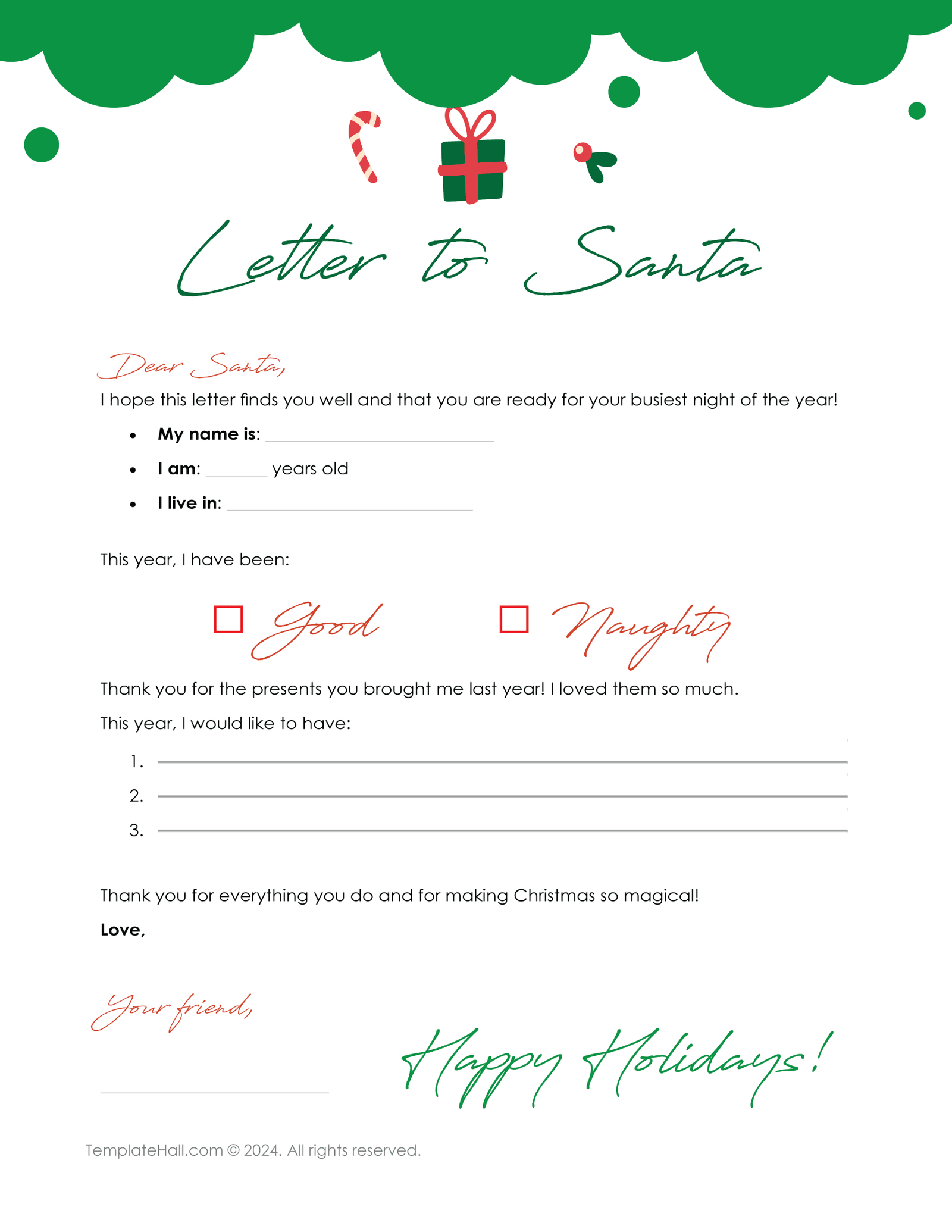10+ Letter to Santa Templates [Free PDF Download]