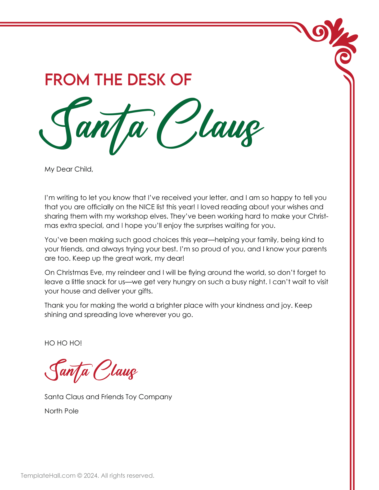 12 Printable Letter from Santa Templates [Free PDF & AI Formats]