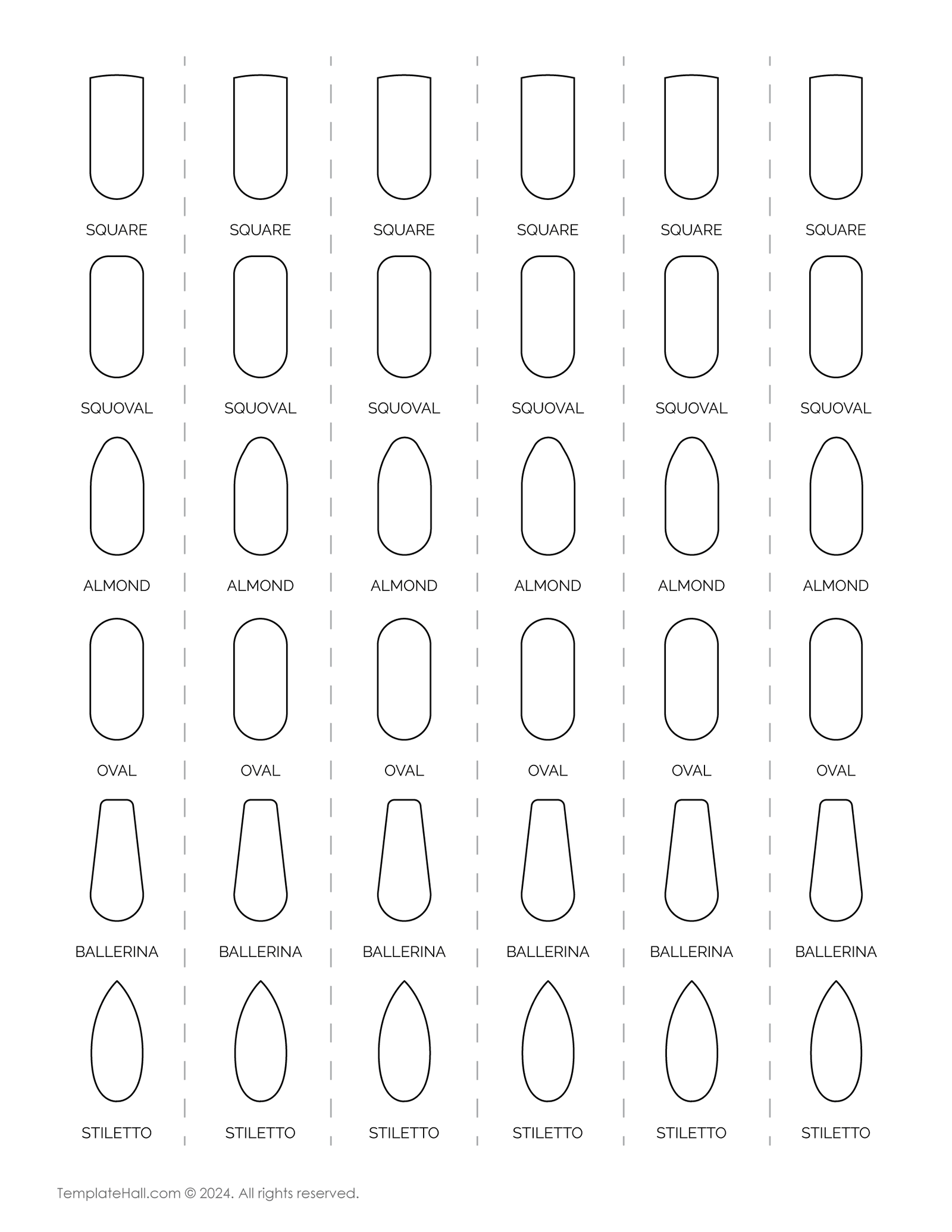 9+ Printable Nail Shape Templates [Free PDF Download]