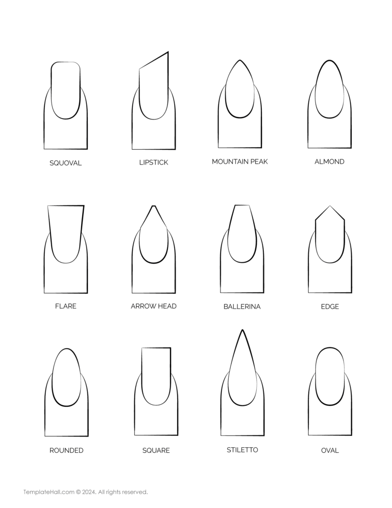 9+ Printable Nail Shape Templates [Free PDF Download]