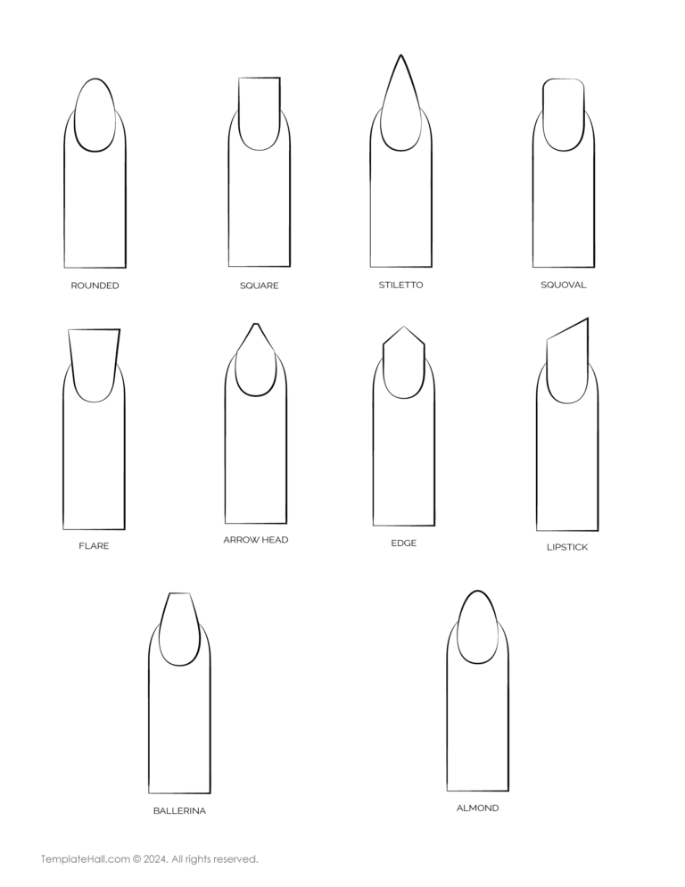 9+ Printable Nail Shape Templates [Free PDF Download]