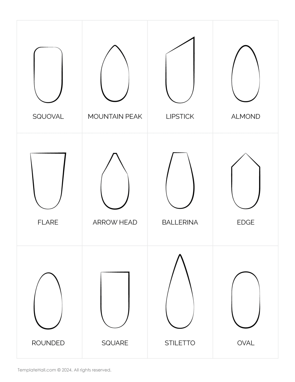 9+ Printable Nail Shape Templates [Free PDF Download]