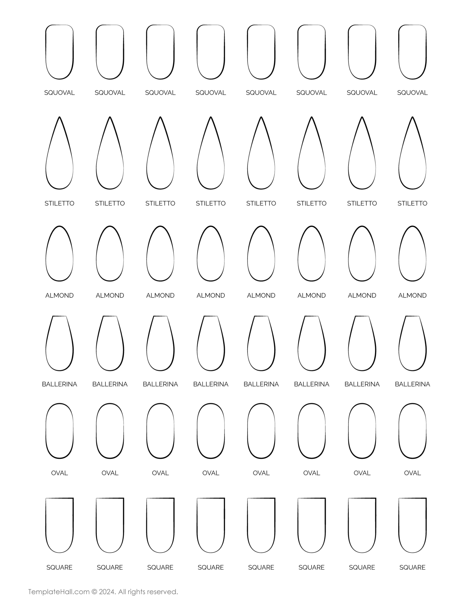 9+ Printable Nail Shape Templates [Free PDF Download]