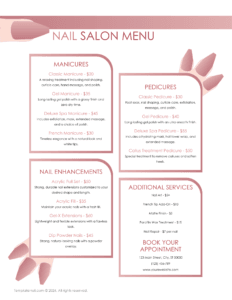 4+ Printable Nail Salon Menu Templates [PDF, Word, G. Docs, AI]