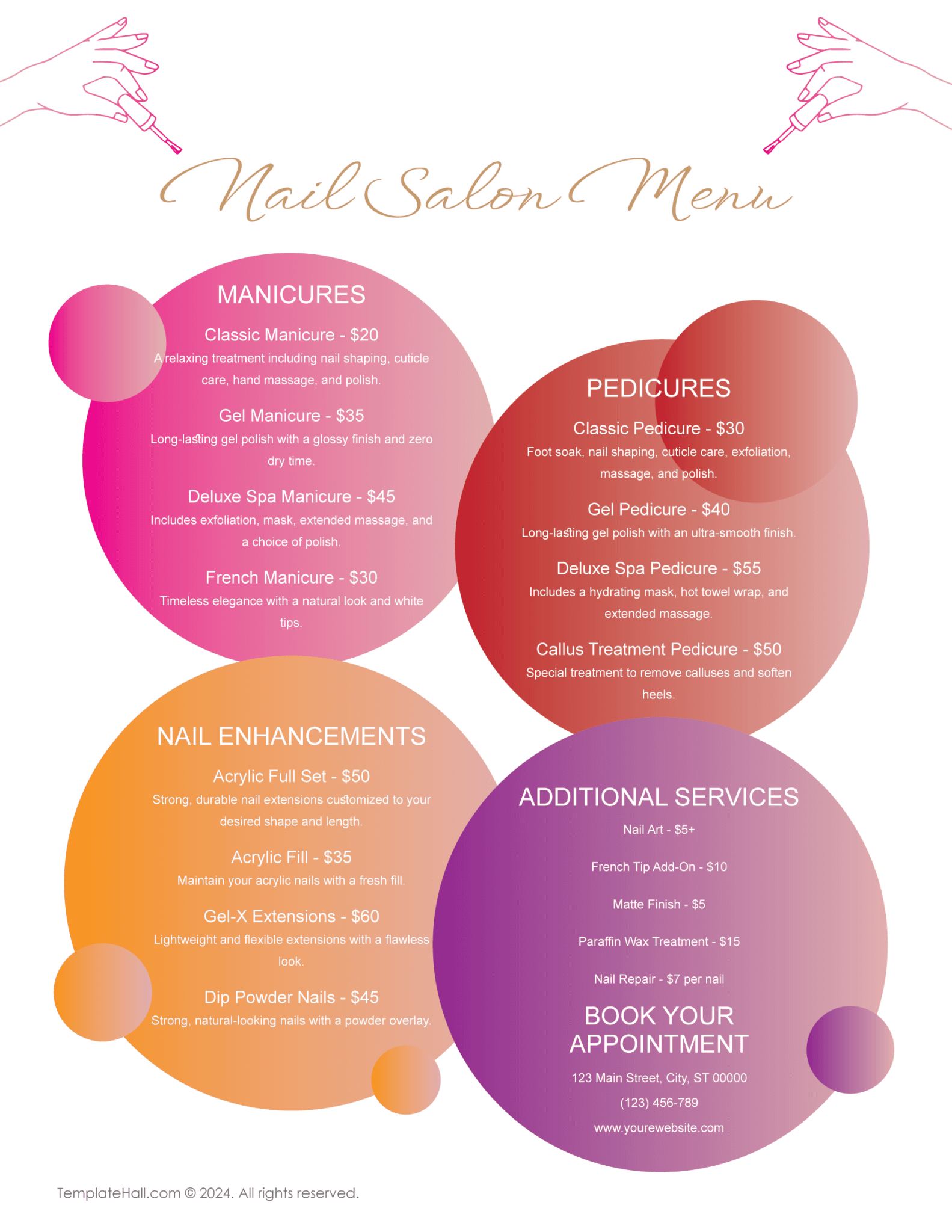 4+ Printable Nail Salon Menu Templates [PDF, Word, G. Docs, AI]