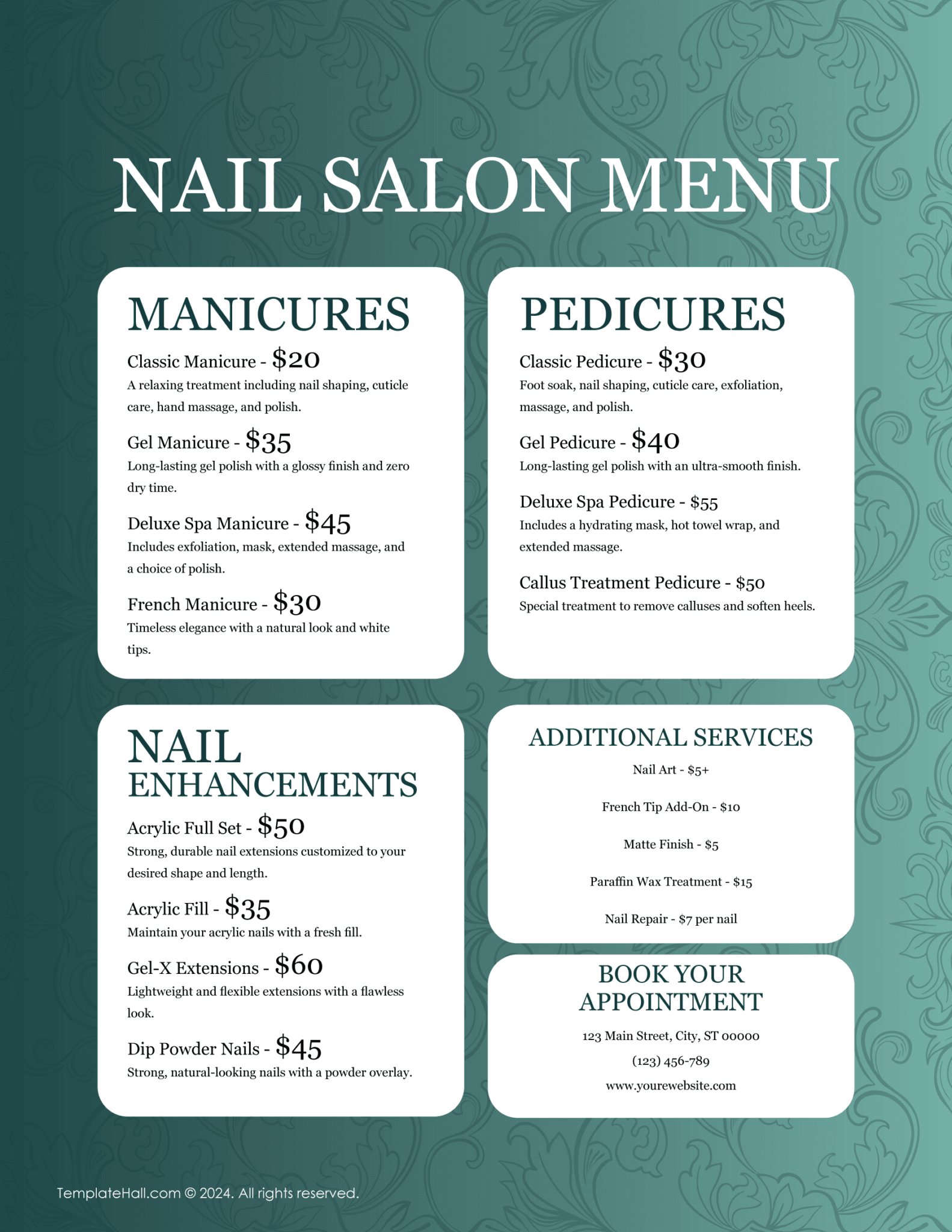 4+ Printable Nail Salon Menu Templates [PDF, Word, G. Docs, AI]
