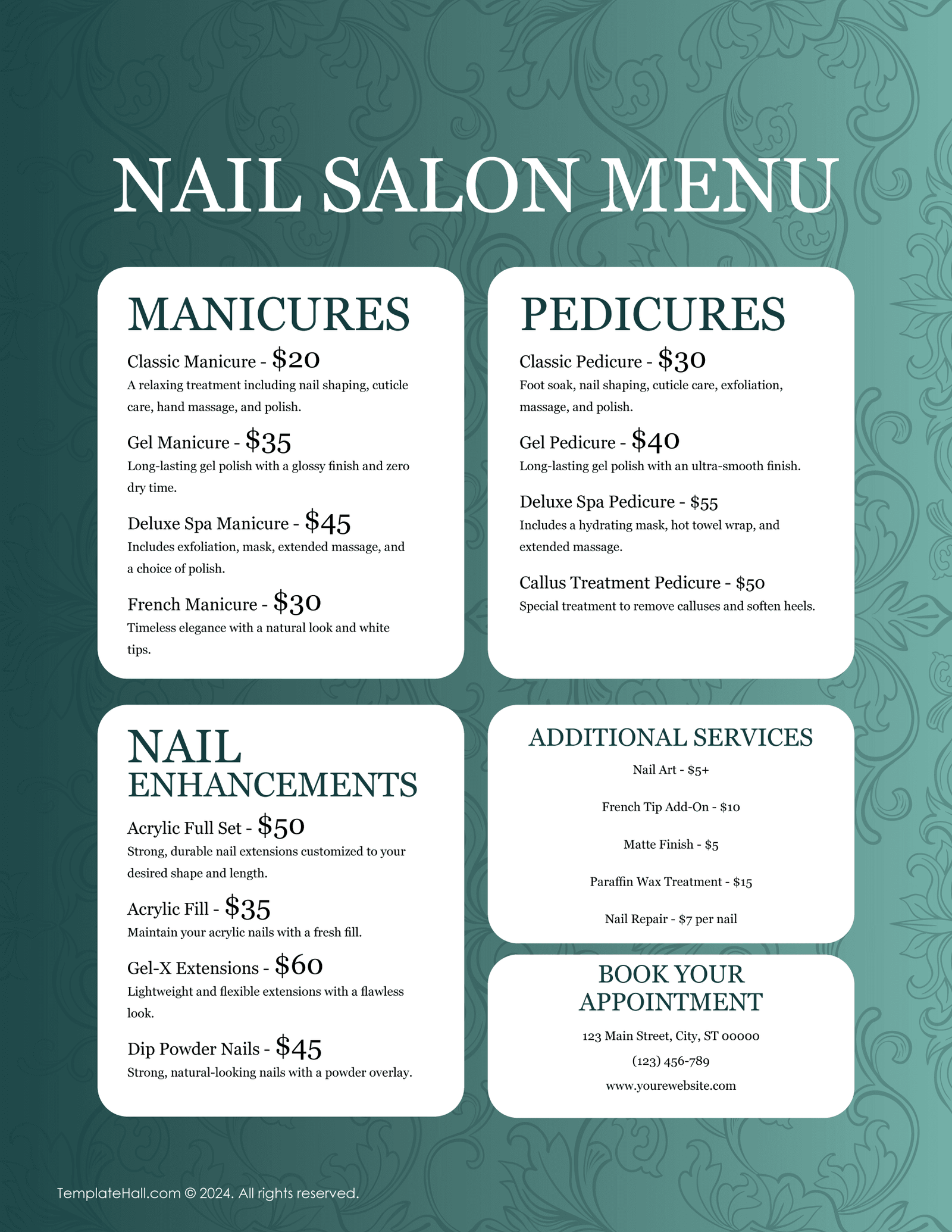 4+ Printable Nail Salon Menu Templates [PDF, Word, G. Docs, AI]