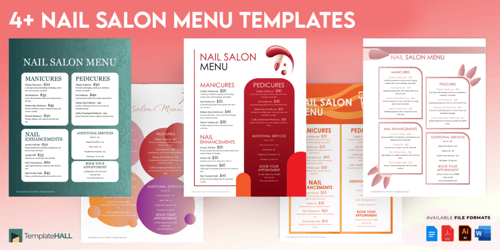 4+ Printable Nail Salon Menu Templates [PDF, Word, G. Docs, AI]