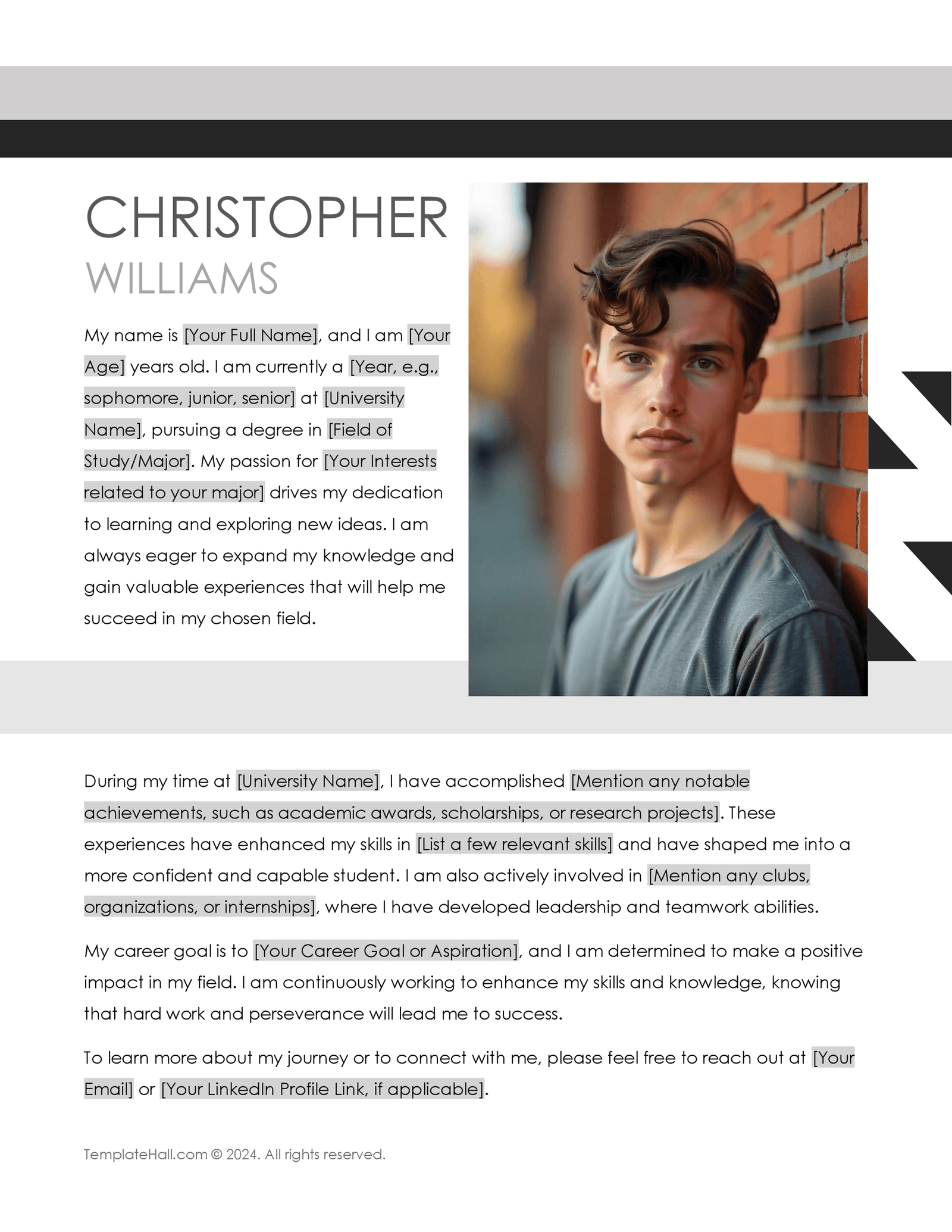 Free Student Biography Template [Word & Google Docs]